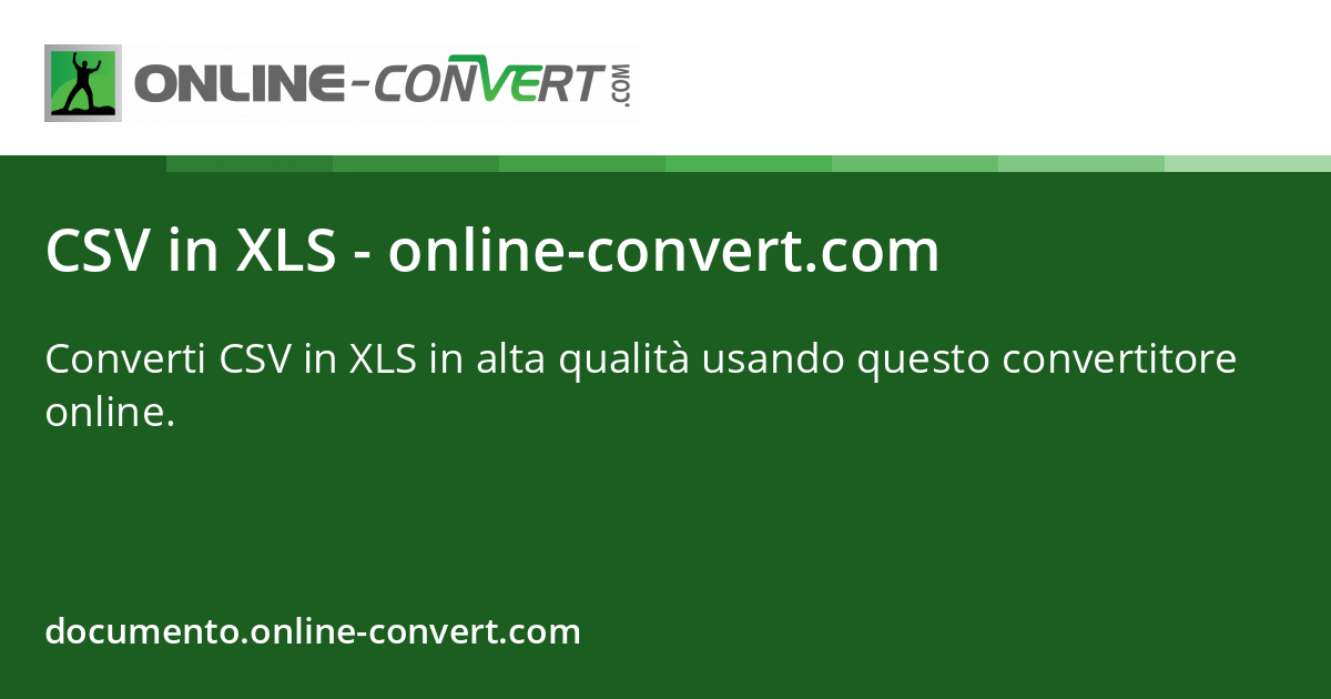 Da CSV a XLS - online-convert.com