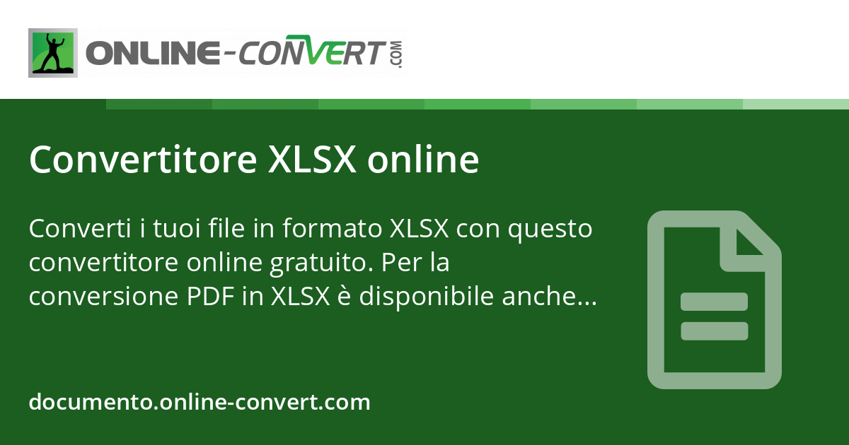 Convertitore XLSX online